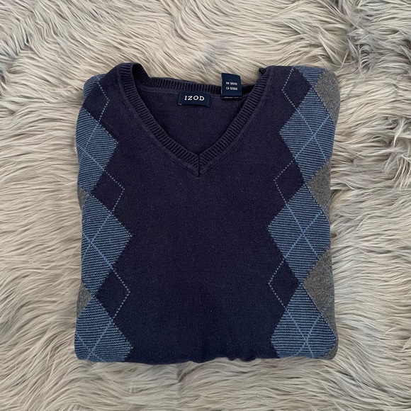 Izod | Sweaters | Izod Mens Blue Argyle Vneck Sweater | Poshmark